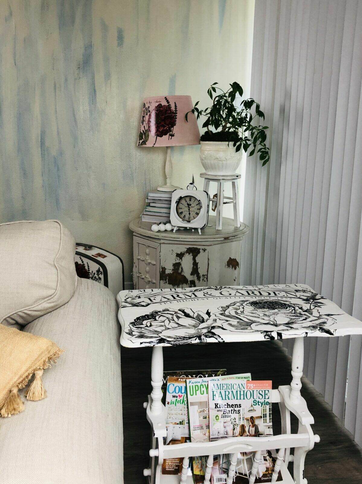 Vintage Side Table with Magazine Holder | Create With Cynthia